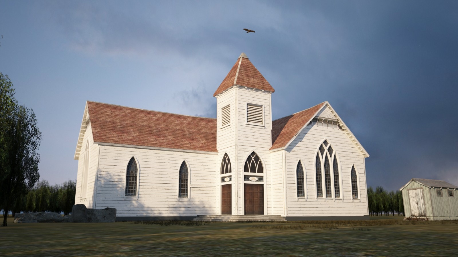 A small church building 3 d model - 3DHunt.co
