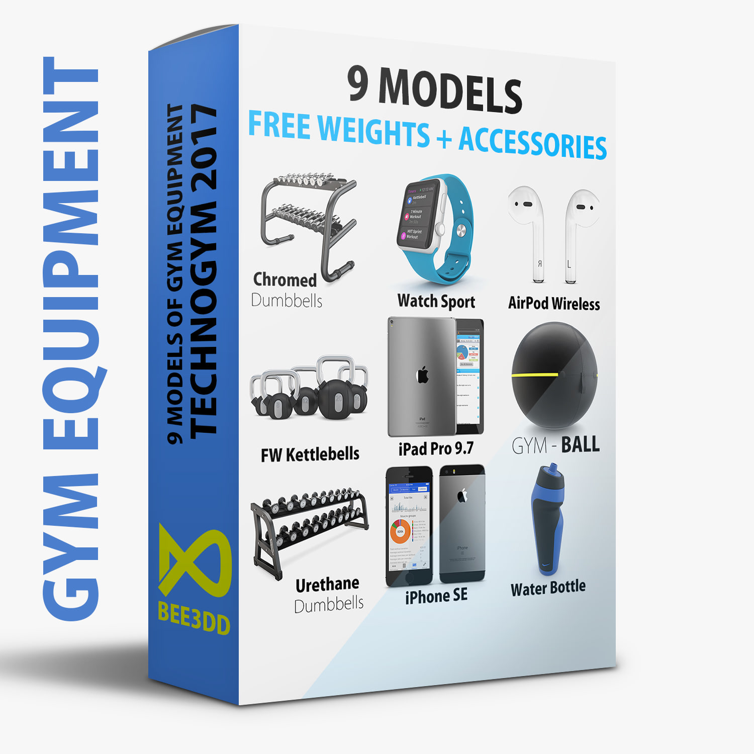 Technogym - 9 Models Free Weight And Accessories 3D 3D Model - 3DHunt.co