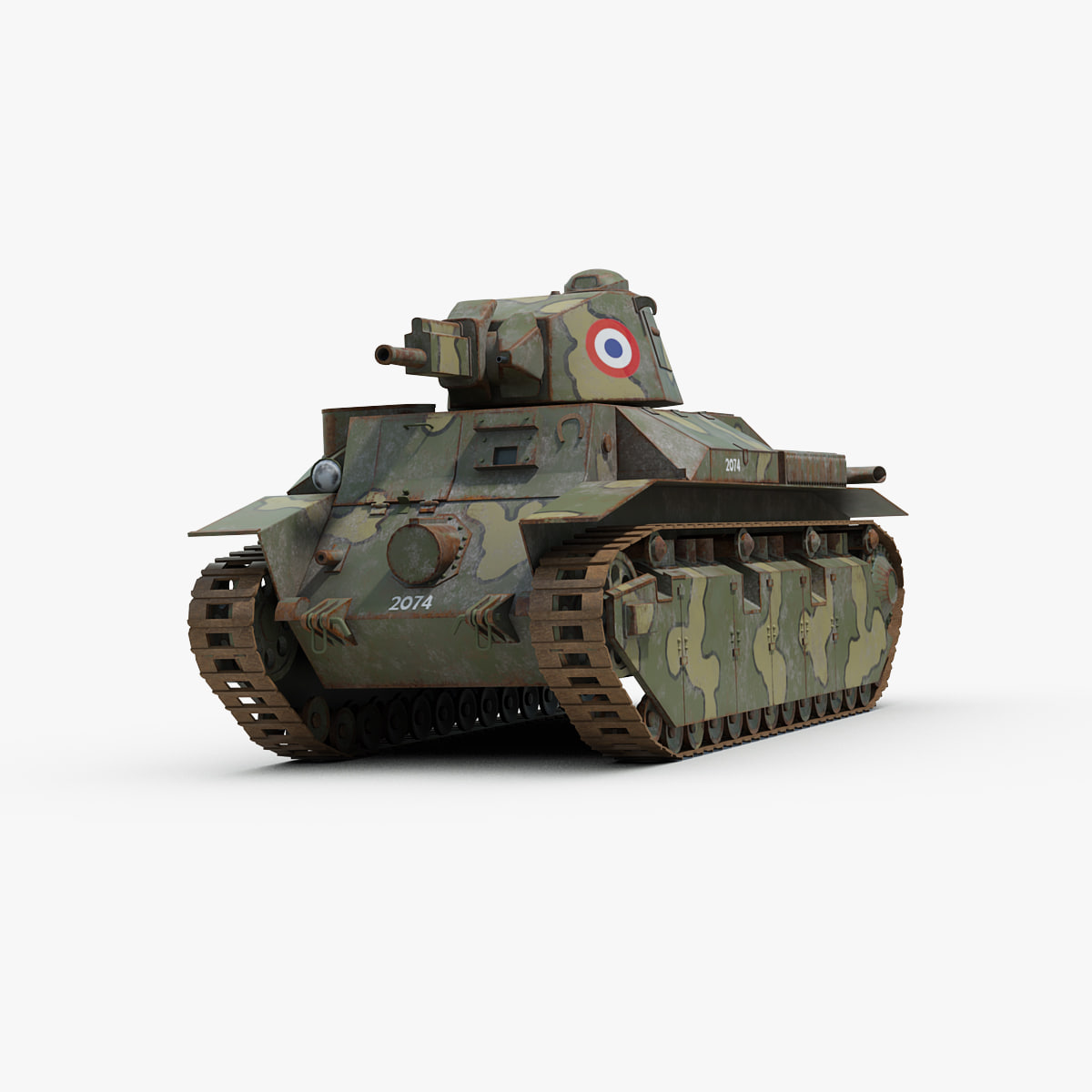 French Char D2 Tank model 3D Model - 3DHunt.co