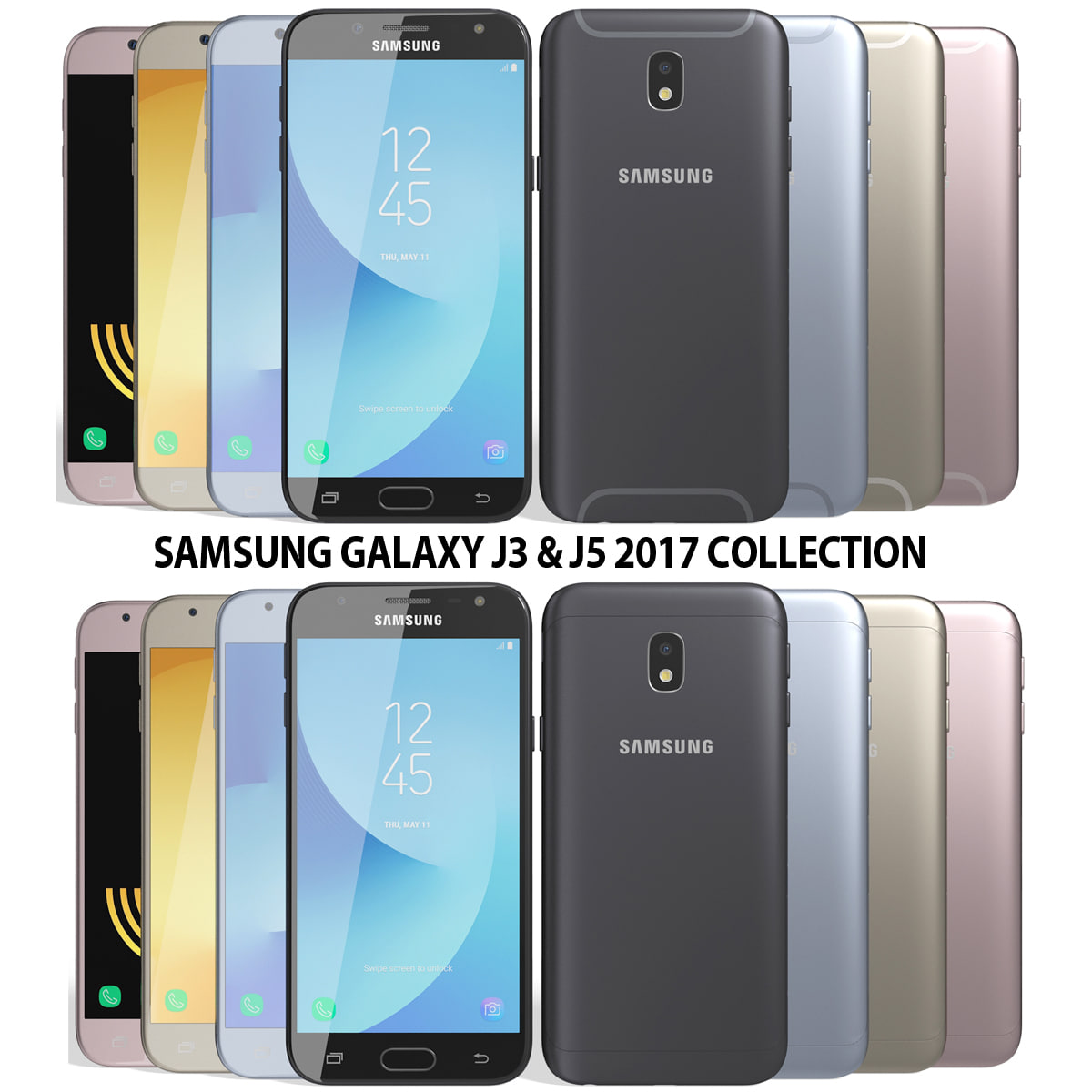 3D Samsung Galaxy J3 & J5 2017 Collection model 3D Model - 3DHunt.co