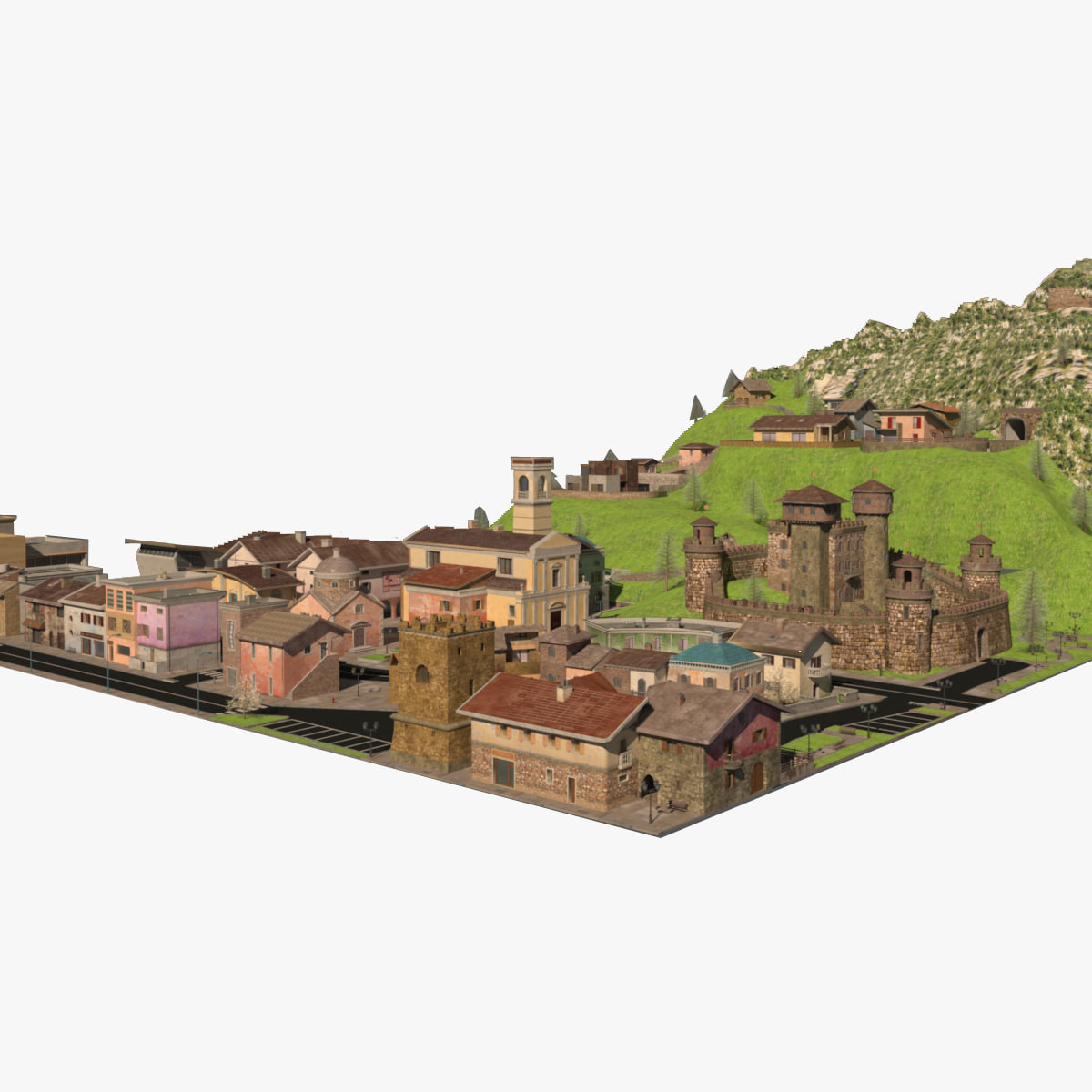 3D Town scene model 3D Model - 3DHunt.co