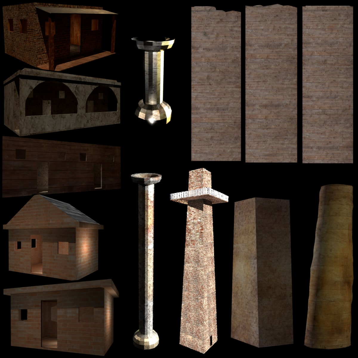 3D 13 Low Poly Structures model 3D Model - 3DHunt.co