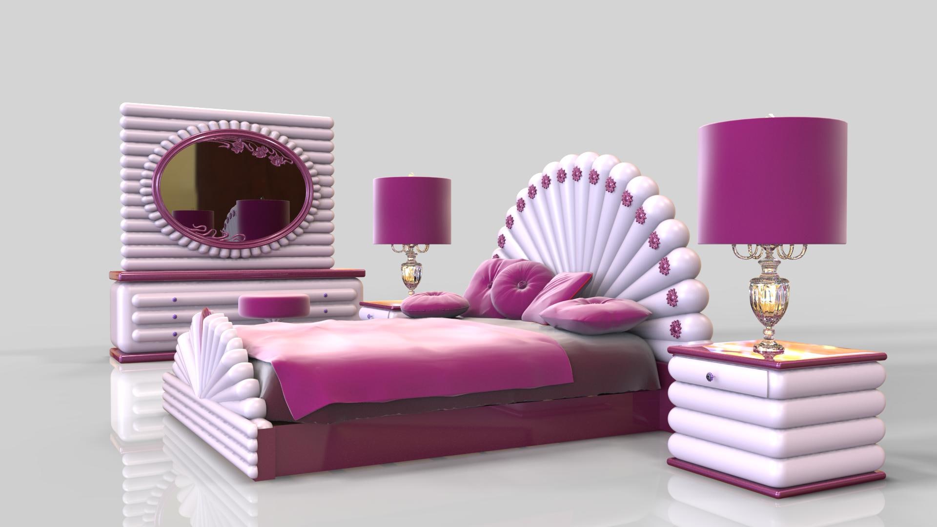 3D Sea Shell Bedroom 3D Model - 3DHunt.co