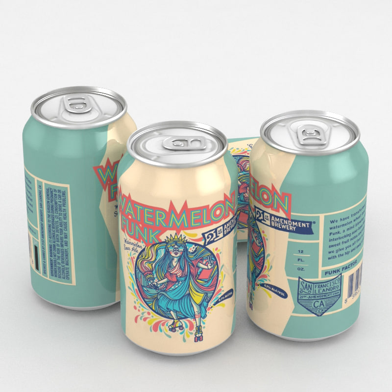 Beer Can 21st Amendment Watermelon Funk 12fl oz 3D Model - 3DHunt.co