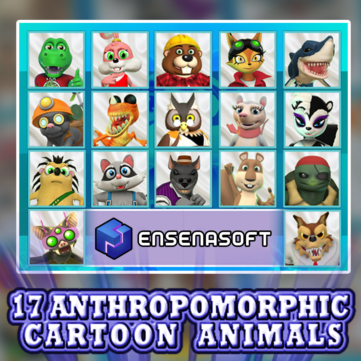 17 Anthropomorphic Cartoon Animals 3D Model - 3DHunt.co
