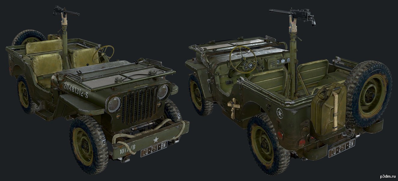 COD:WW2 USA Willy's Jeep 3D Model - 3DHunt.co