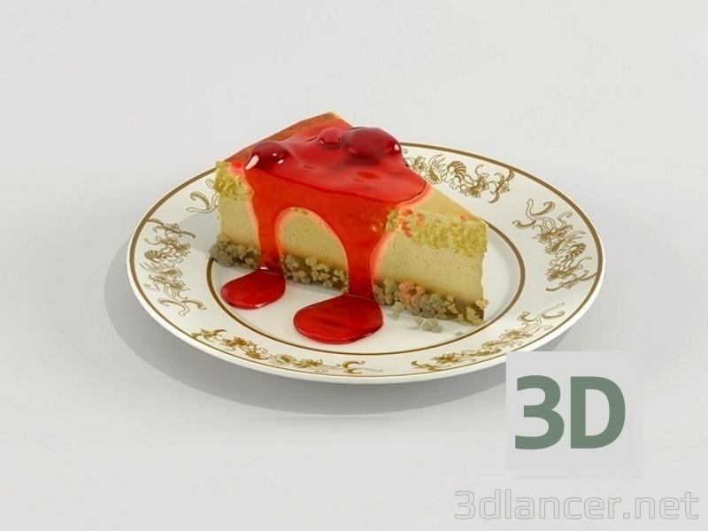 3D-Model Cheesecake with Red Jelly - 3DHunt.co